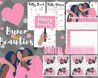 Pajama Party BUNCO Card Set, Score Cards, Tally Sheets, Ghost Player ...
