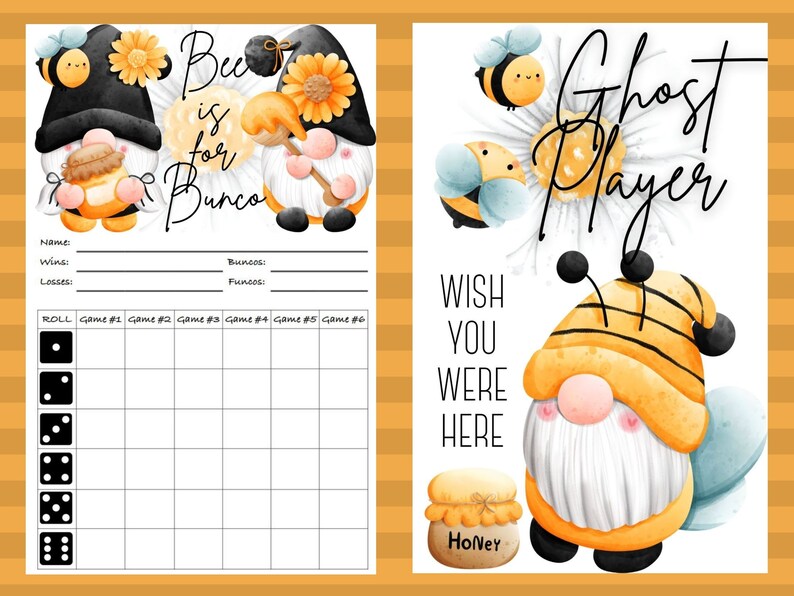 Bee is for Bunco Spring/summer Bunco Score Cards, Tally Sheets, Ghost ...