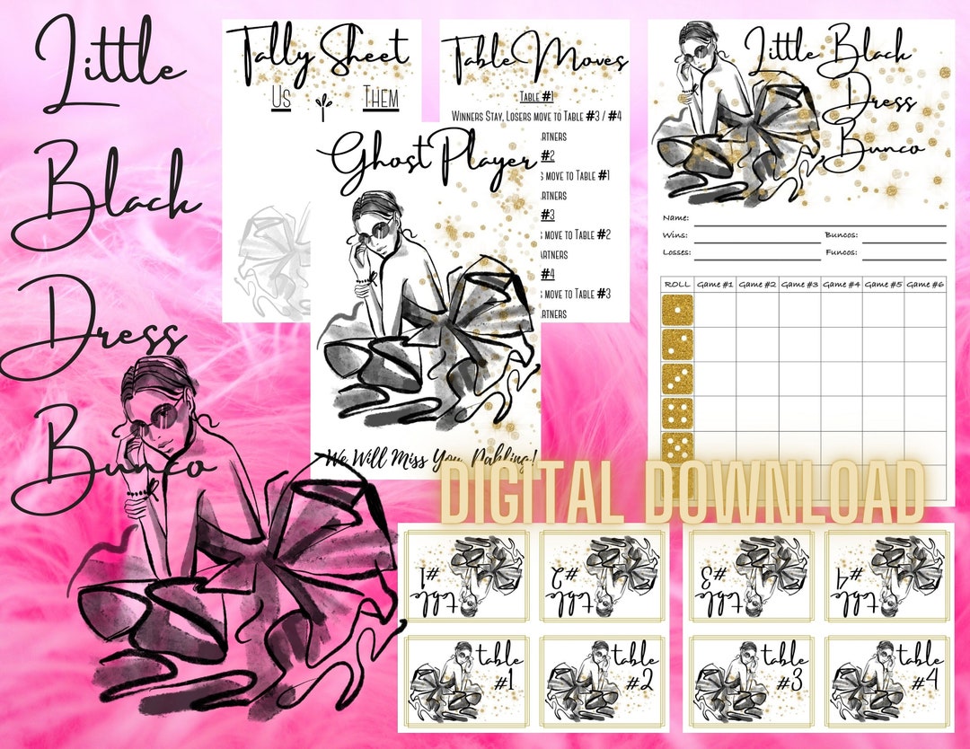 Little Black Dress Bunco Party Score Cards, Tally Sheets, Ghost Player ...