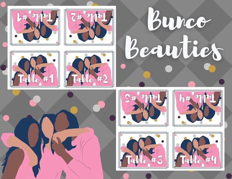 BUNCO BEAUTIES Bunco Set, Score Cards, Tally Sheets, Ghost Player Card ...