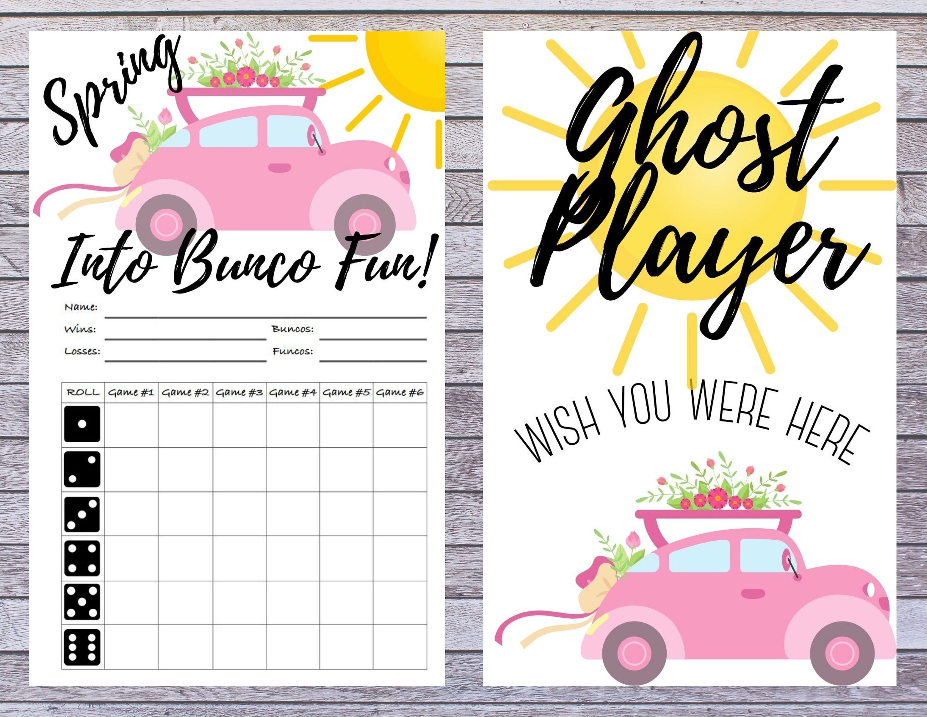 Spring Into Bunco Fun! Pretty in Pink Bunco Score Cards, Tally Sheets ...