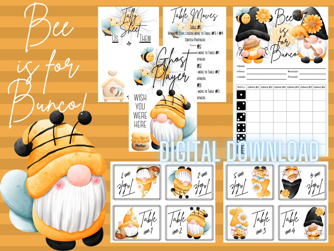 Bee is for Bunco Spring/summer Bunco Score Cards, Tally Sheets, Ghost ...