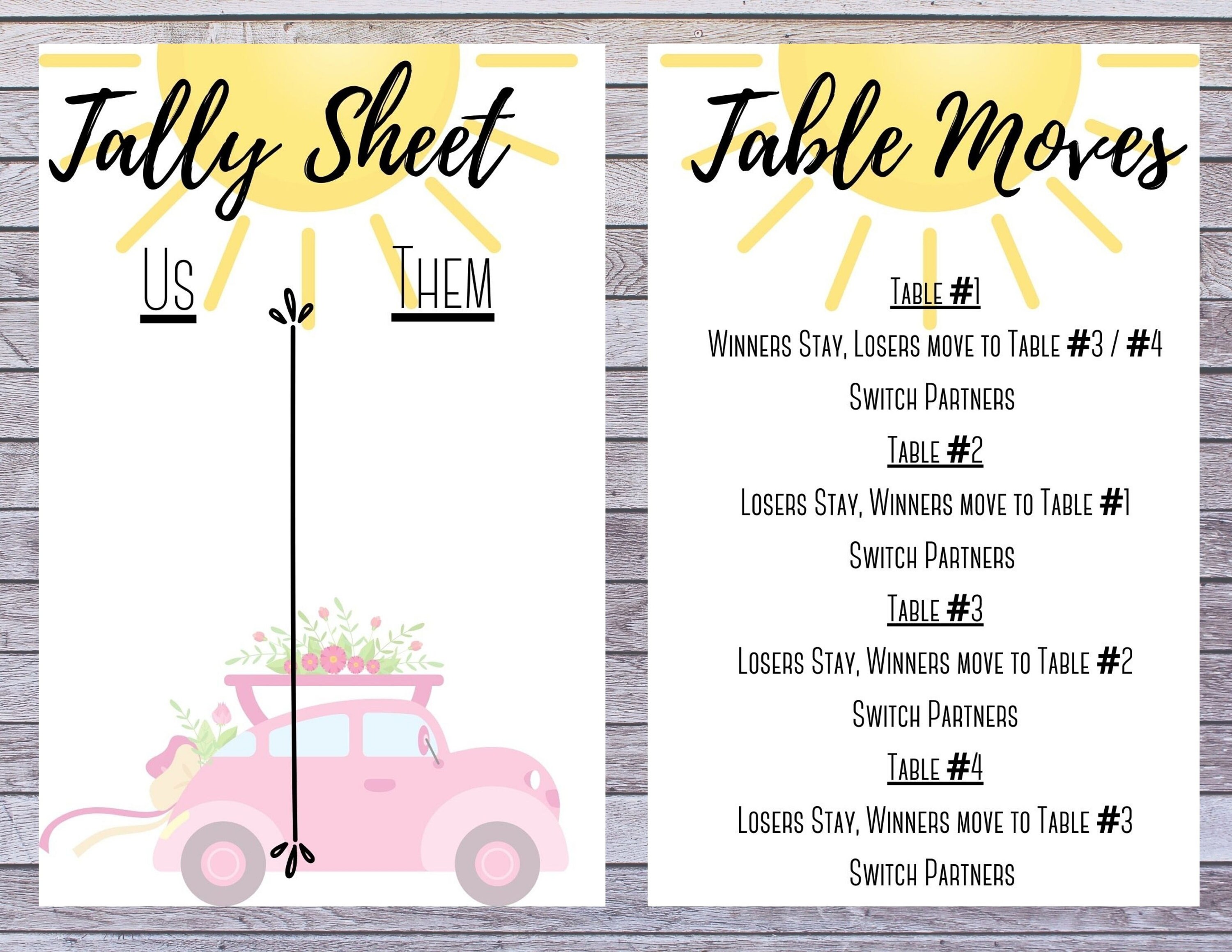 Spring Into Bunco Fun! Pretty in Pink Bunco Score Cards, Tally Sheets ...