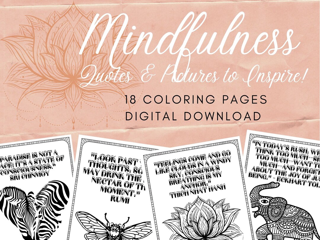 Mindfulness Coloring Pages - Etsy