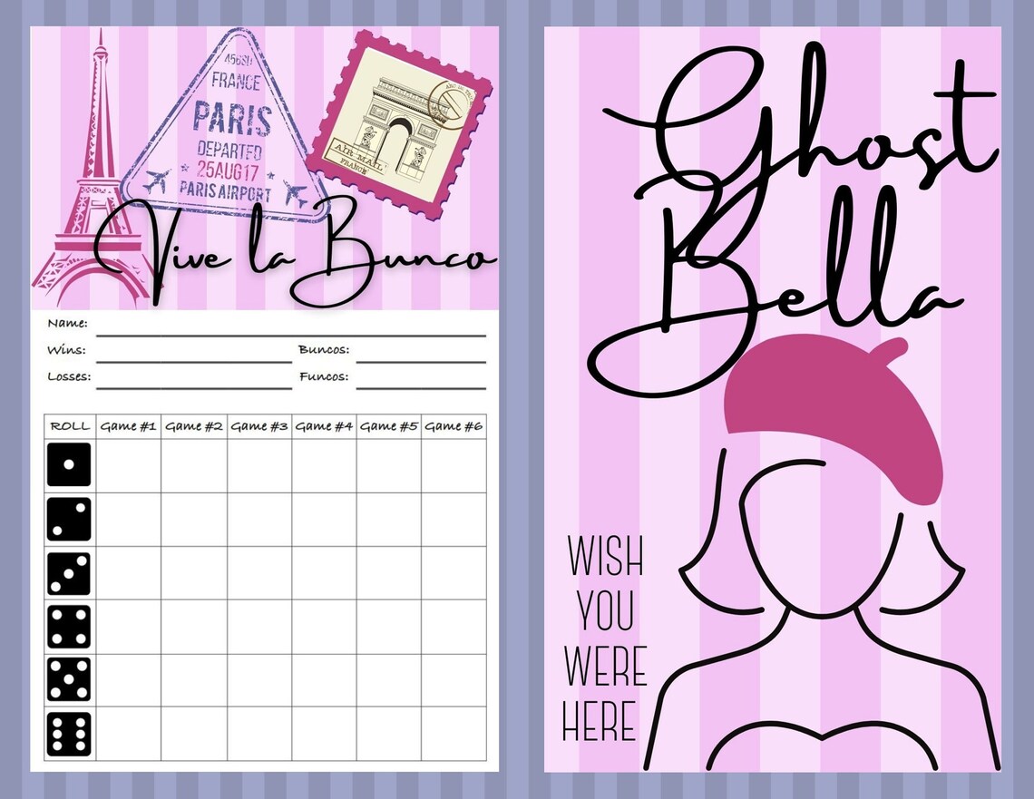 Vive La Bunco Set! Bunco Score Cards, Tally Sheets, Ghost Player Card ...