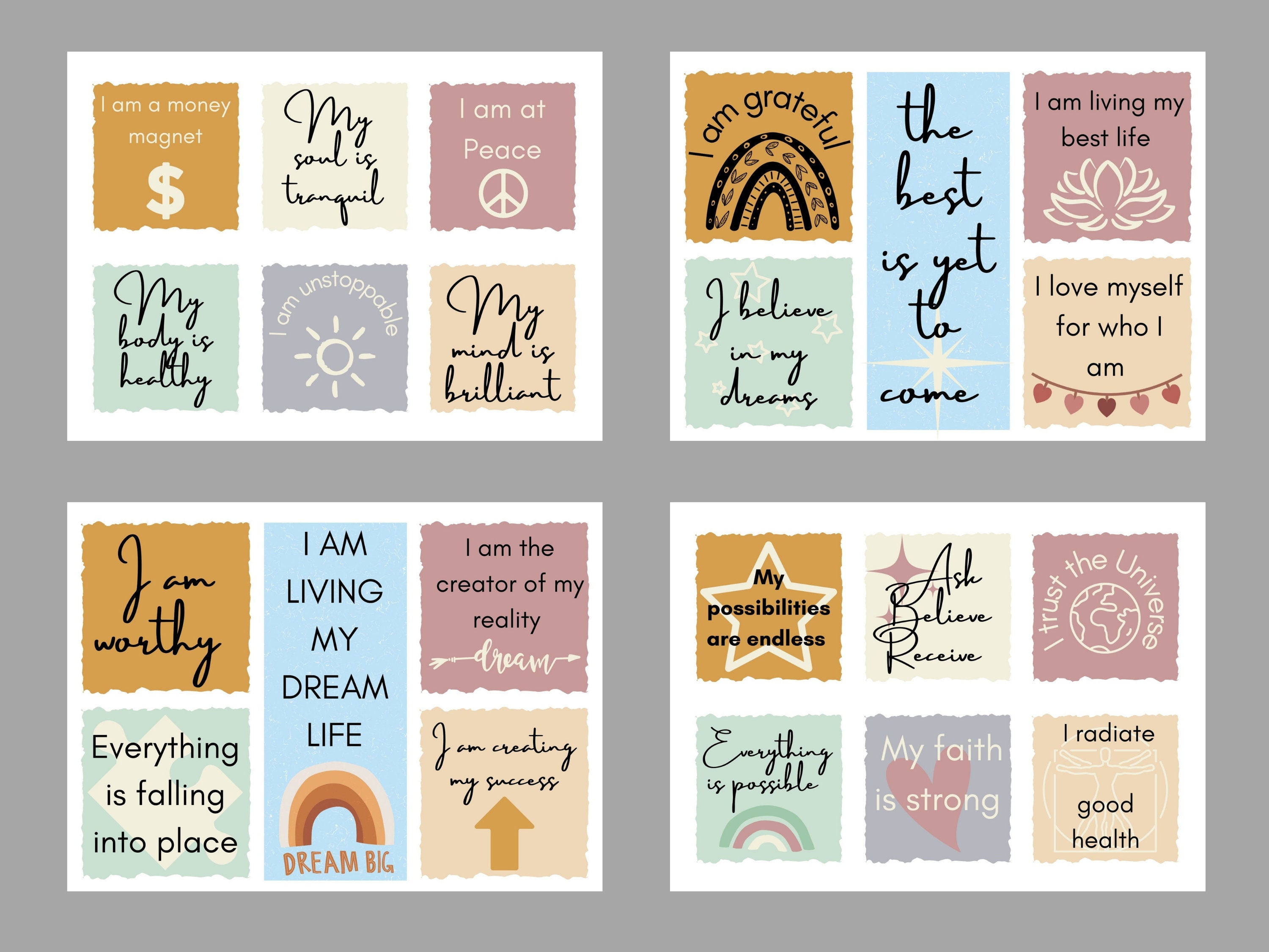 Vision Board Printable Kit, Affirmations to Help Inspire, Visualize ...