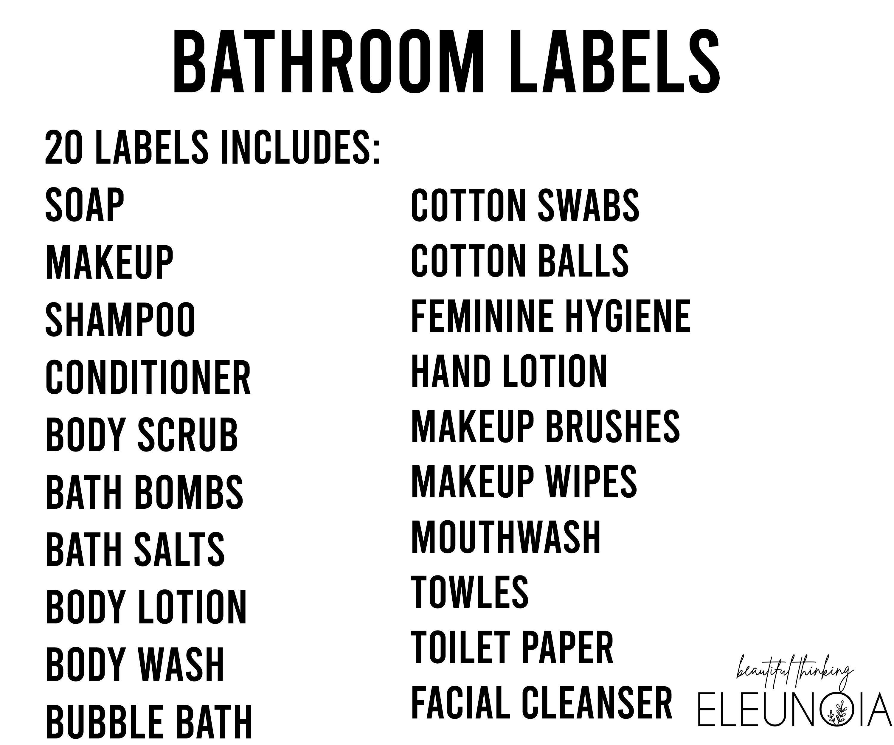 Bathroom Labels Minimalist Bathroom Labels Aesthetic Bathroom Room ...