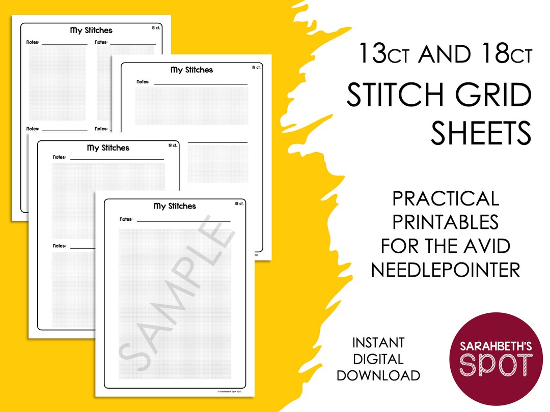 Stitch Grid Sheets 13 Ct. & 18 Ct. Simple Designs digital Product - Etsy