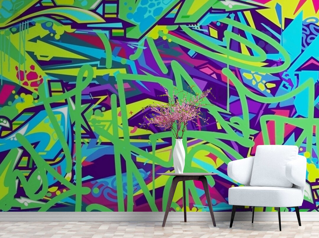 Street Art Wallpaper, Graffiti Wallpaper, Peel and Stick Mural, Home ...