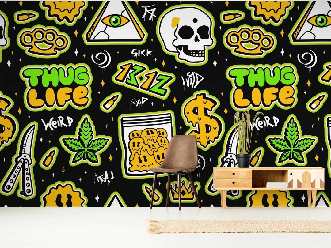 Graffiti Wallpaper Mural Green Graffiti Murals Street Art Wall Mural ...