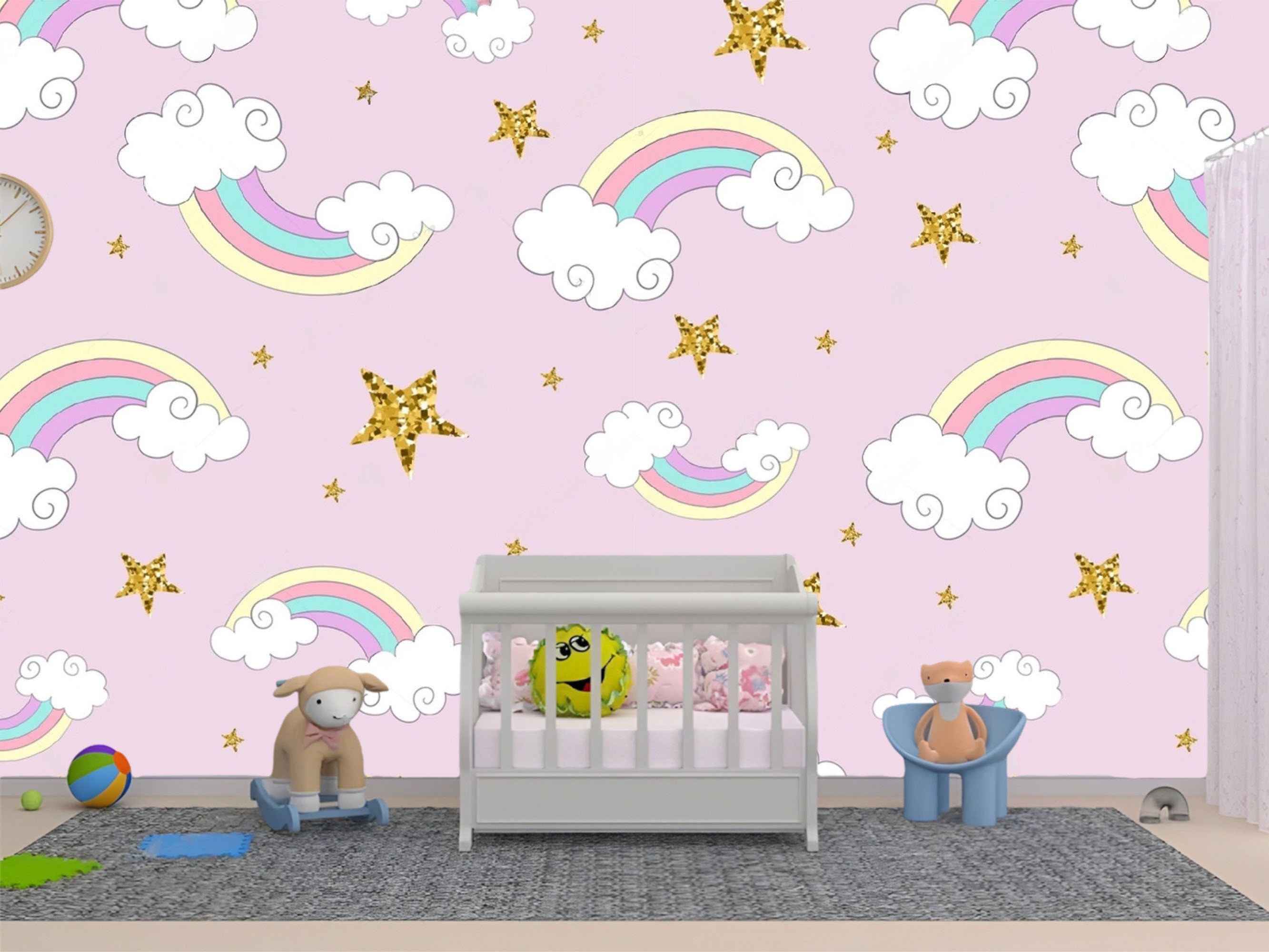 Rainbow Kids Wallpaper Wall Decor Add Color to Your Child's Room - Etsy