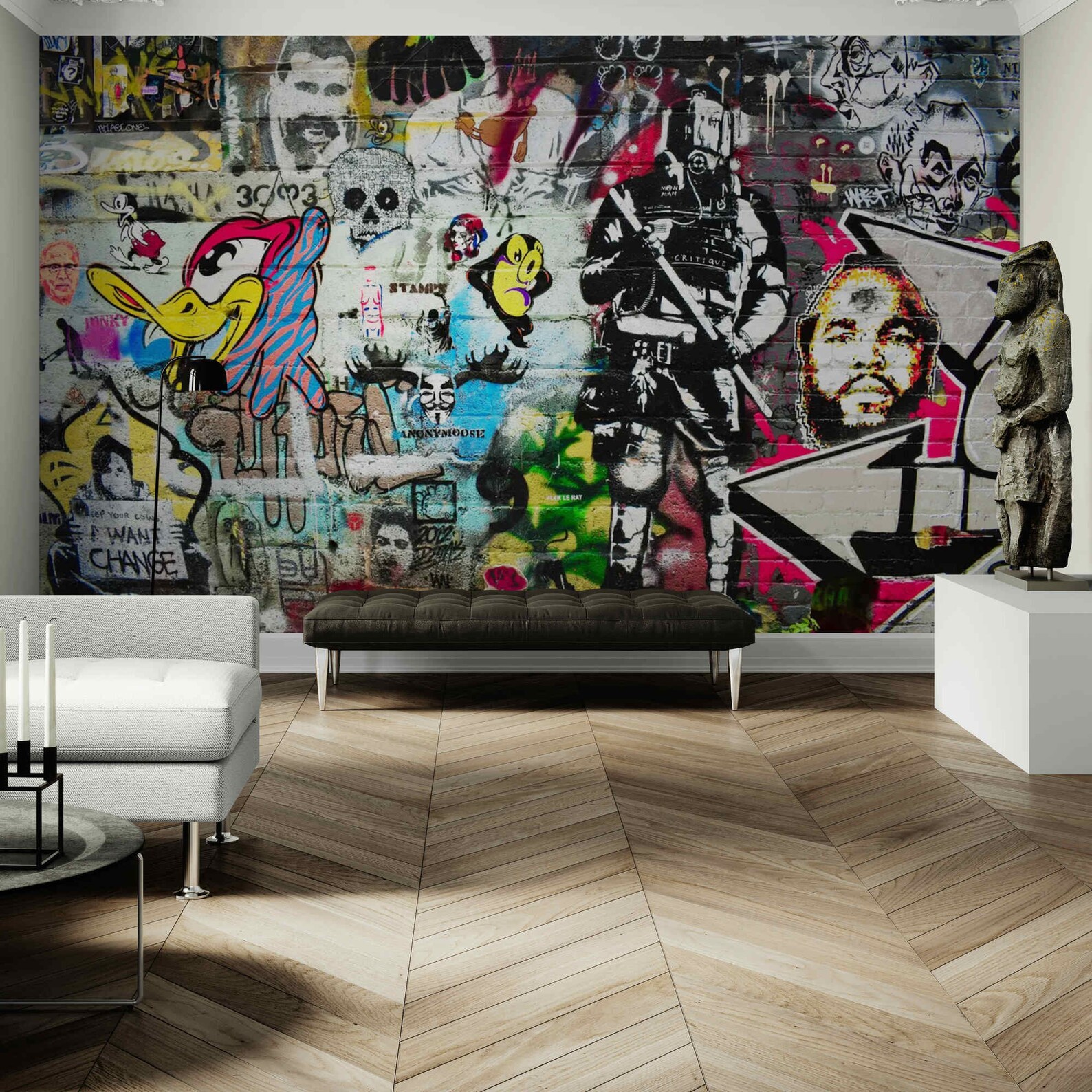 Funky Graffiti Wallpaper: Peel and Stick Urban Art Mural - Etsy