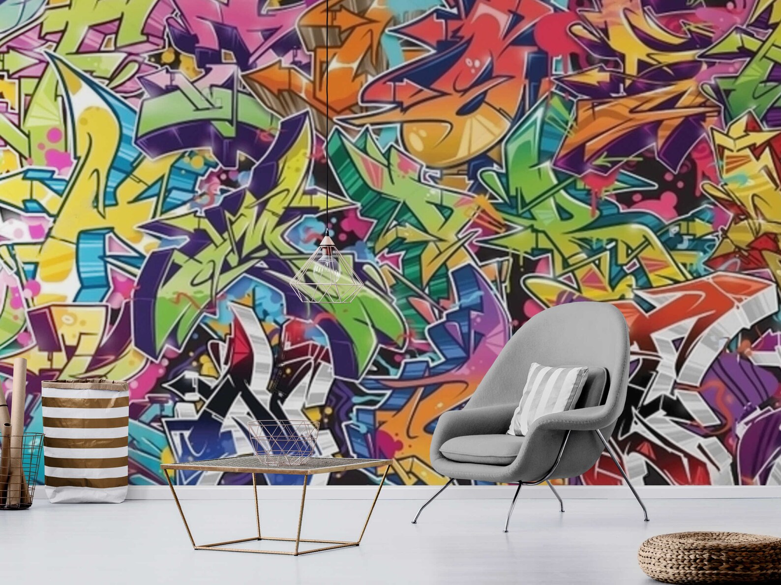 Graffiti Wallpaper Mural Removable Peel and Stick Mural Stylish Wall ...
