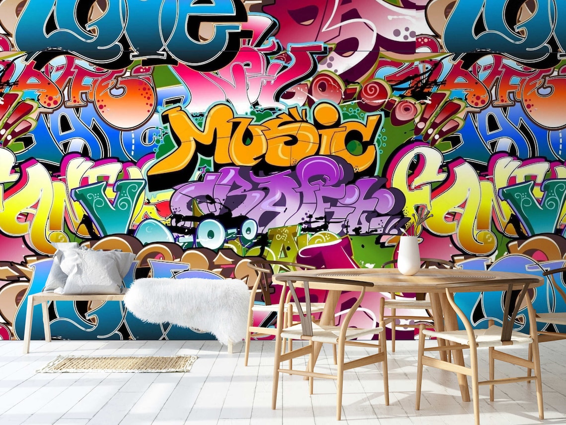 Modern Graffiti Wall Mural Graffiti Wallpaper Graffiti Photo Wall Graffiti Wall Decor Graffiti ...