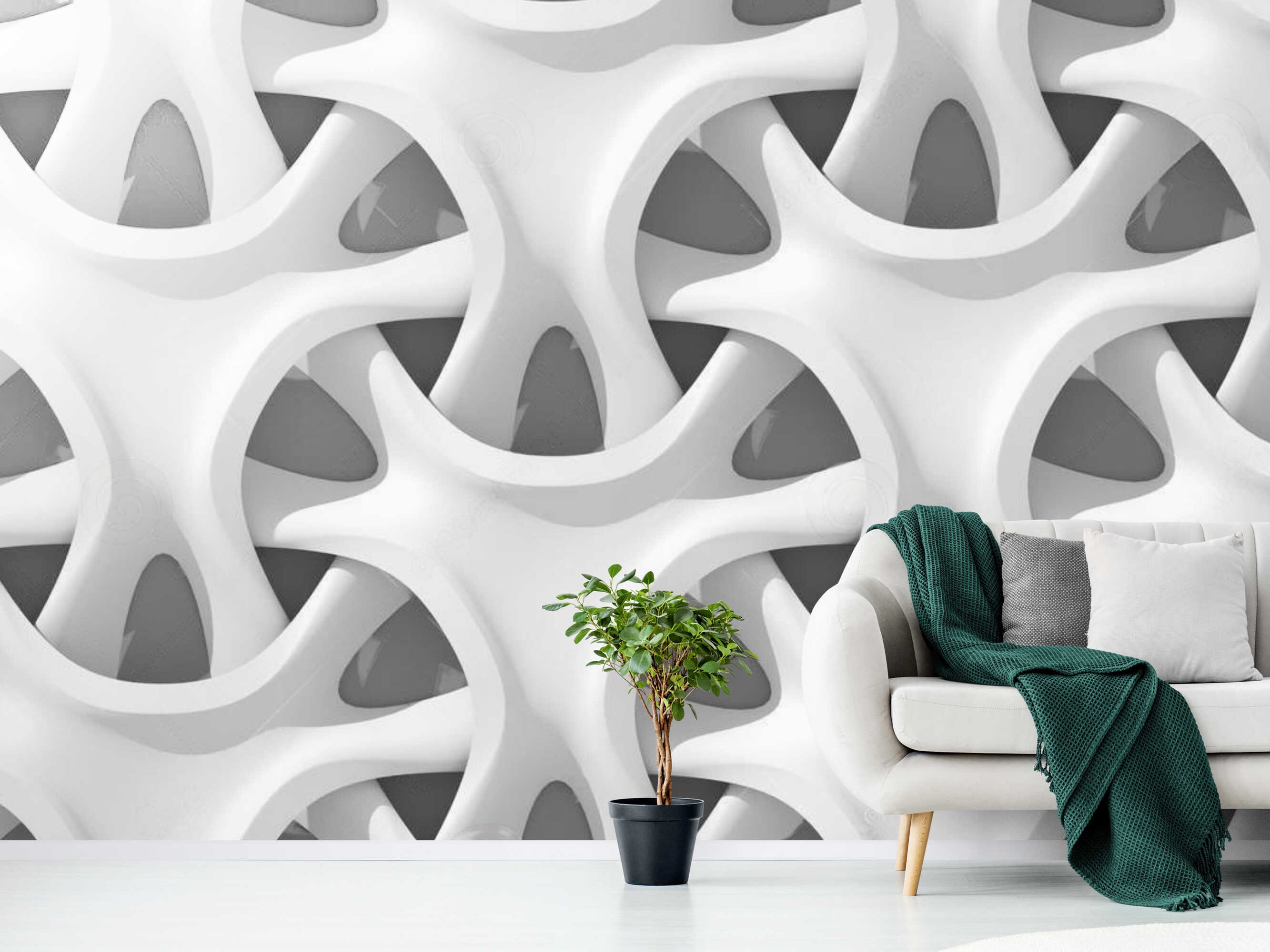 White 3D Wallpaper Designs Origami Inspired Wallpaper White Abstract ...