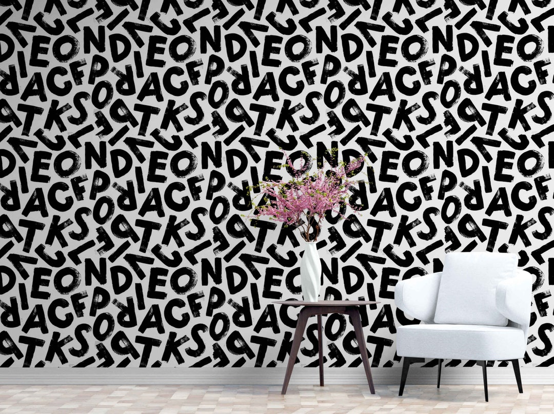 Alphabet Graffiti Wallpaper, Letter Pattern Mural, Grunge Graffiti ...