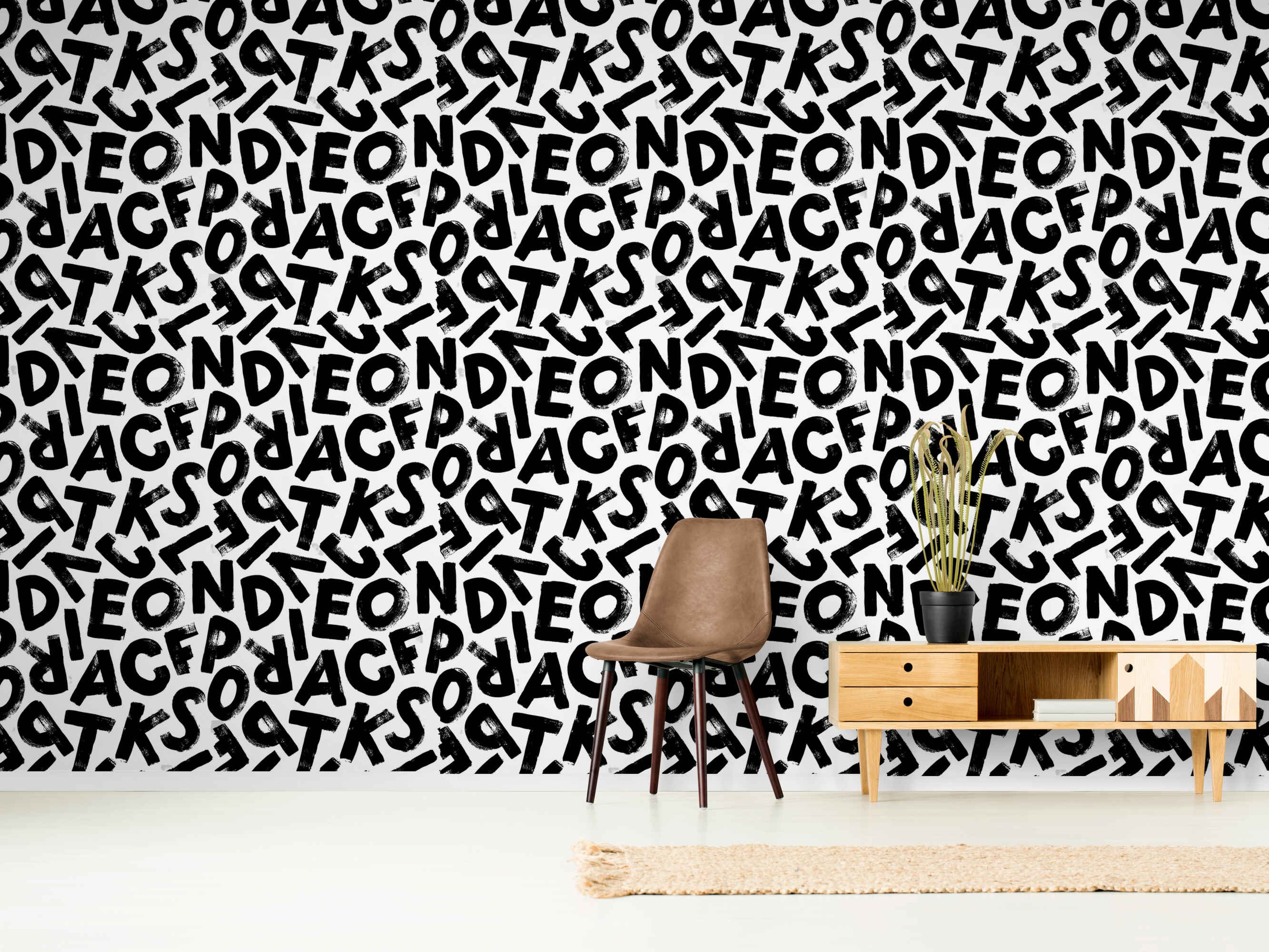 Alphabet Graffiti Wallpaper, Letter Pattern Mural, Grunge Graffiti ...