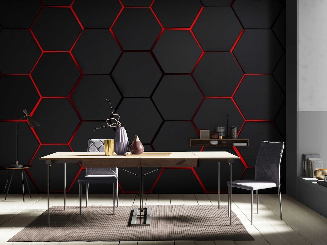 3D Geometric Wallpaper Mural, Peelstick Abstract Wallpaper, Bedroom ...