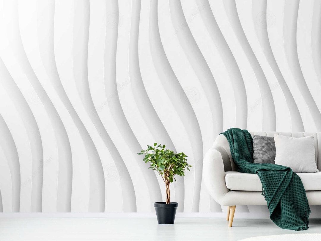 3D White Lines Wallpaper: Modern Peel and Stick Wall Mural - Etsy