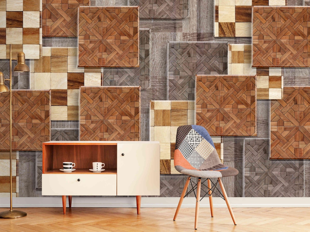 Rustic 3D Wooden Wallpaper Peel and Stick Mural, Farmhouse Accent ...