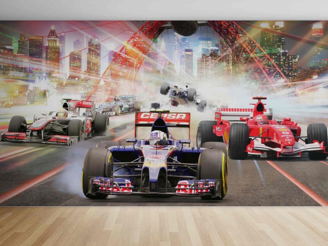 Race Car Peel and Stick Wallpaper Mural: Boys Room Racing Decor - Etsy UK