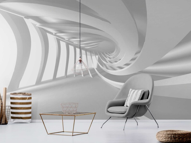 Abstract Architecture 3D Wallpaper Mural: Modern Peel and Stick Wall ...