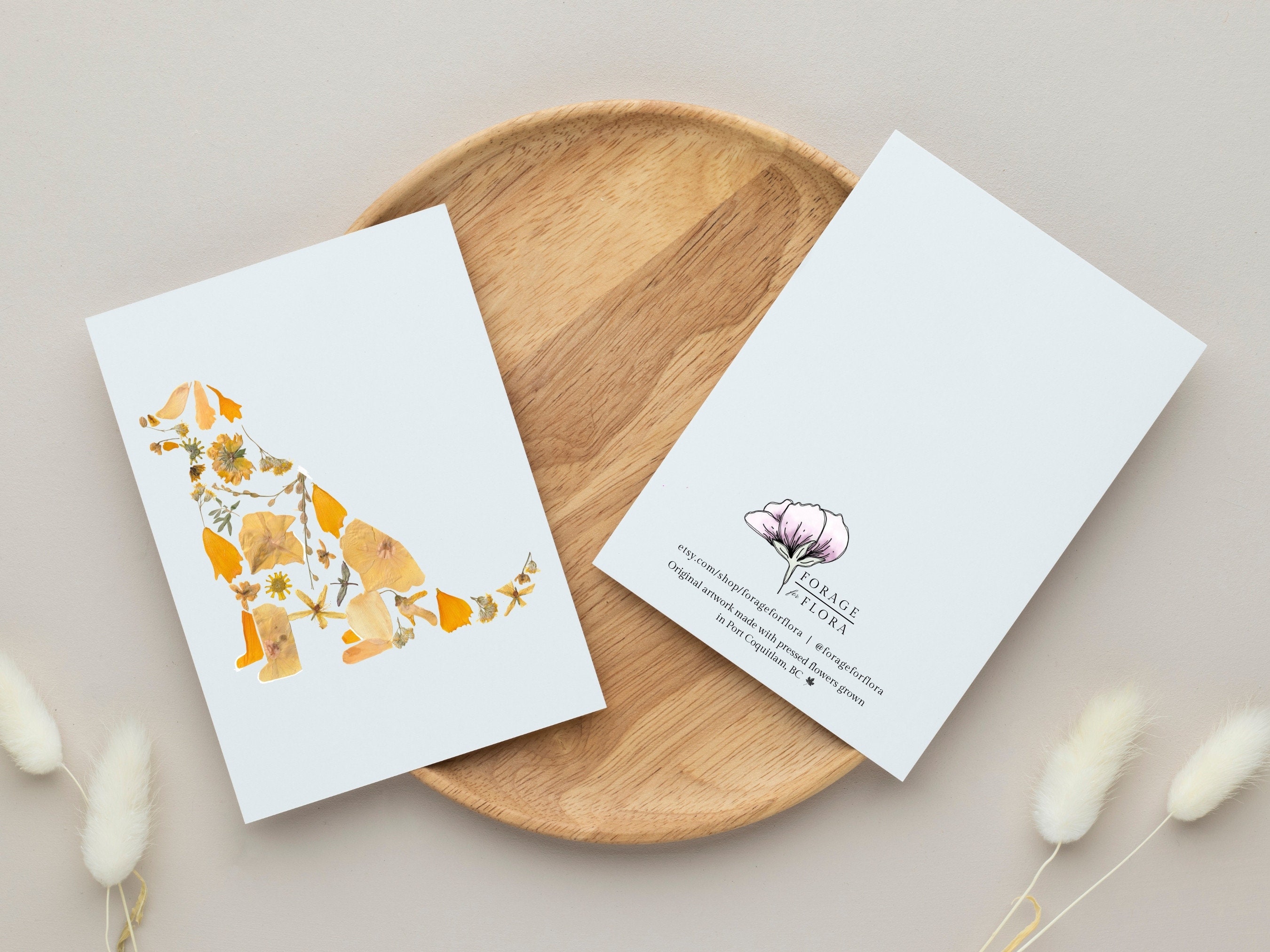 PRINTABLE Golden Retriever Card Made With Pressed Flowers Dog - Etsy