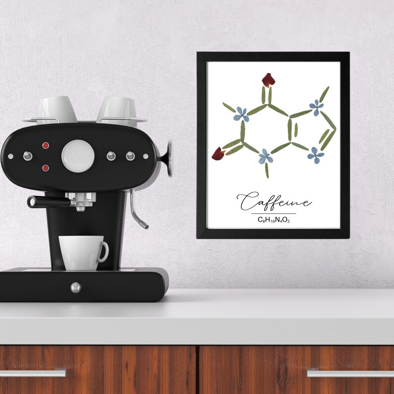 PRINTABLE Caffeine Molecule Wall Art for Coffee Lover or Chemistry Nerd ...