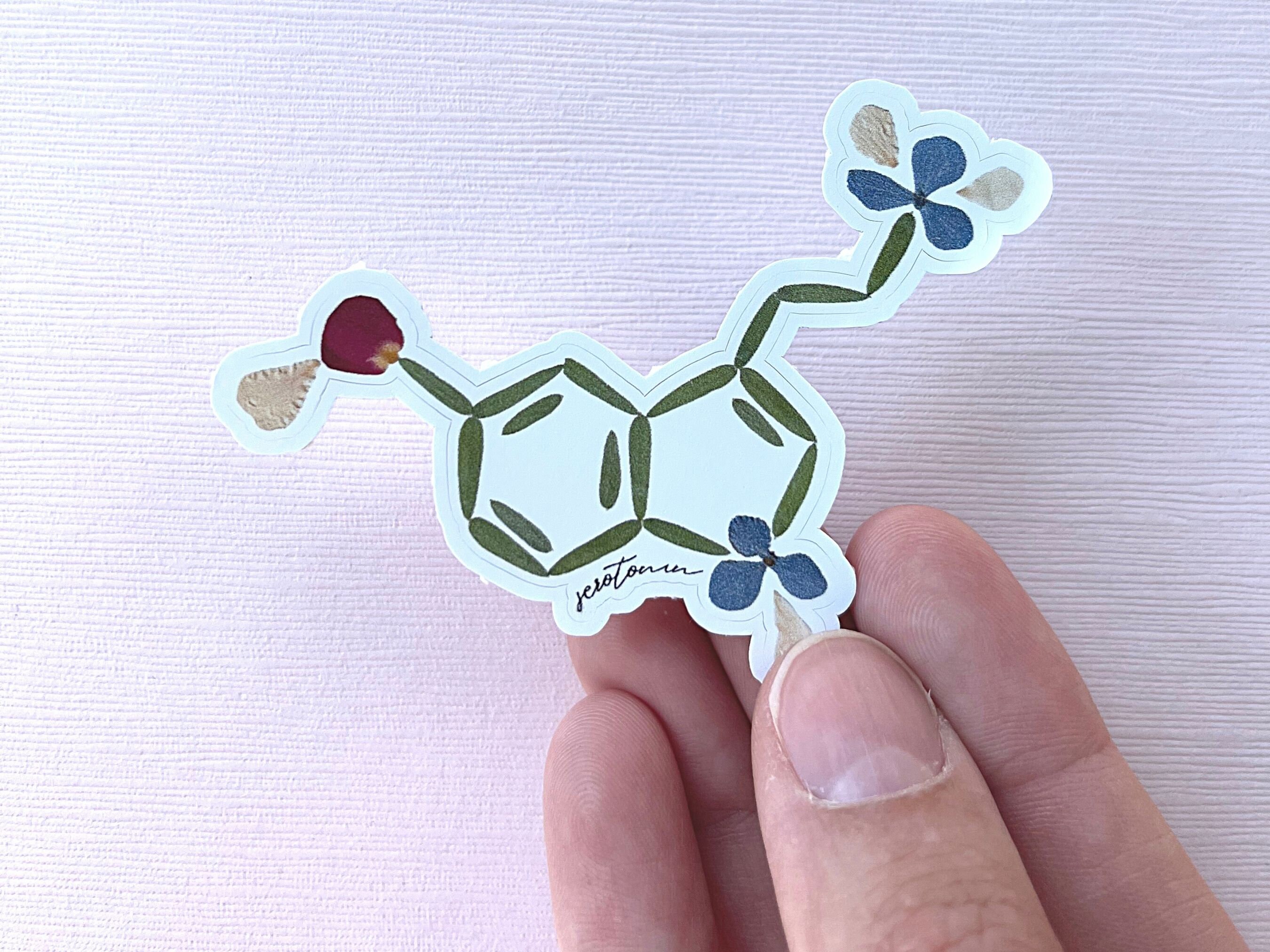 Floral Serotonin Molecule Vinyl Sticker, Pressed Flower Design - Etsy ...