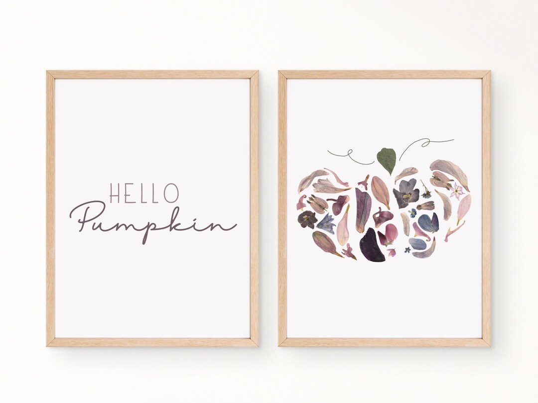 PRINTABLE Hello Pumpkin and Purple Pumpkin Fall Prints, Fall Home Decor ...