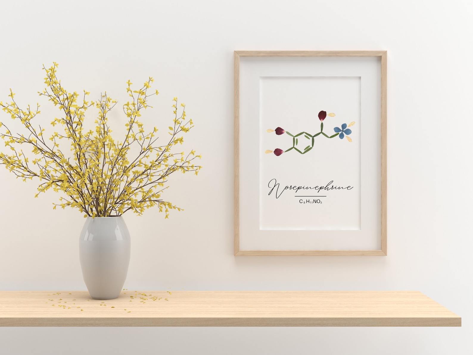 PRINTABLE Norepinephrine Neuroscience Art Made With Pressed Flowers ...