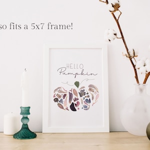 PRINTABLE Purple Pumpkin Pressed Flower Thanksgiving Card, Hello ...