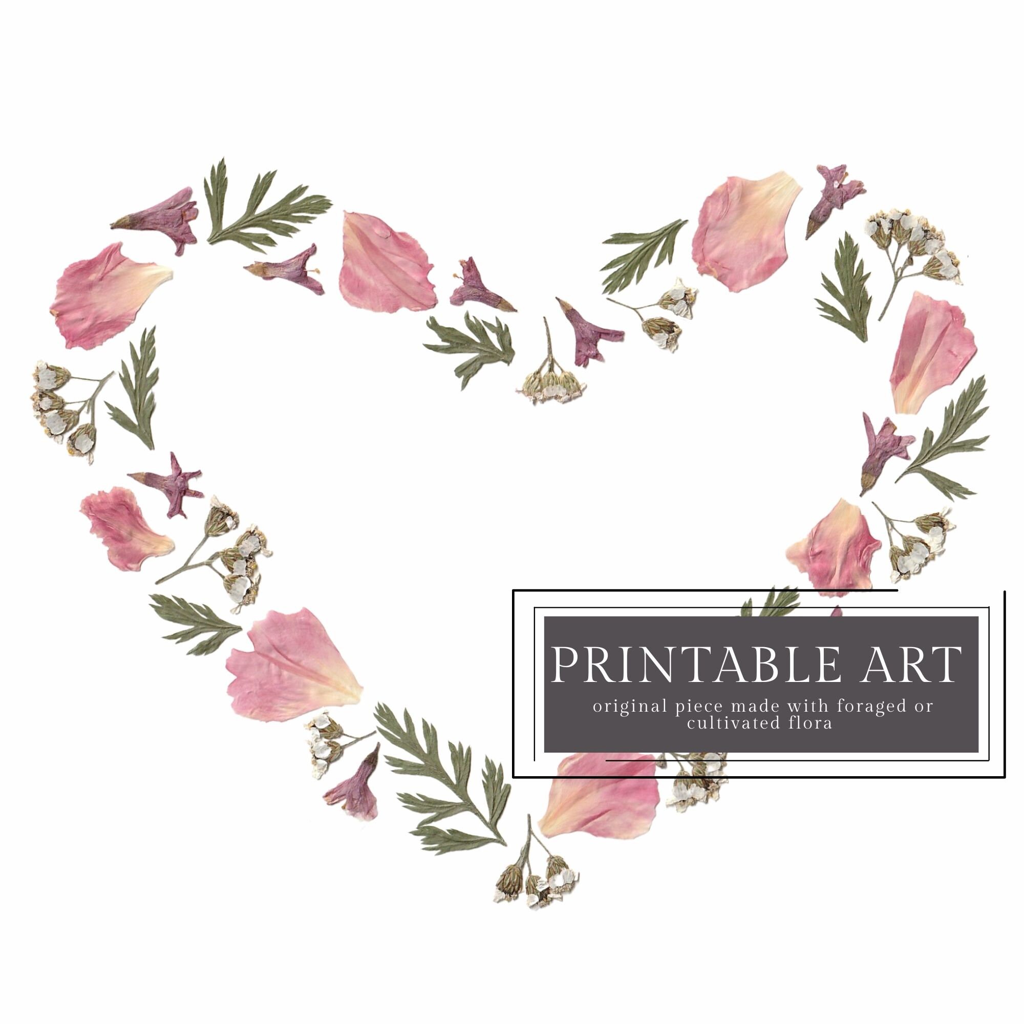 PRINTABLE Valentine's Day Card, Floral Heart Blank Card, Handmade ...