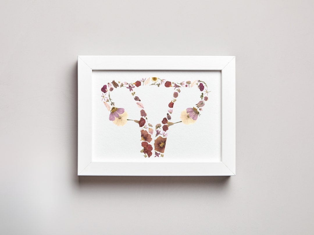 PRINTABLE Uterus Wall Art Made With Pressed Flowers, Nurse Office Décor ...