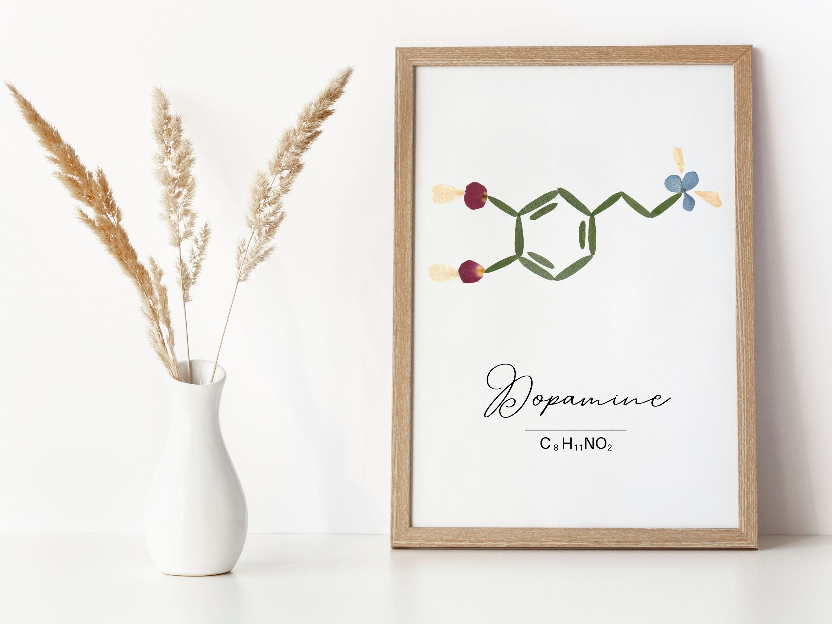 PRINTABLE Dopamine Neuroscience Art Made With Pressed Flowers, Mental ...