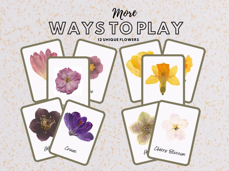 PRINTABLE Educational Flower Memory Game for Kids Pressed - Etsy