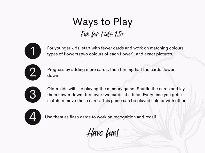 Pressed Flower Memory Game for Kids, Homeschool Matching Activity ...