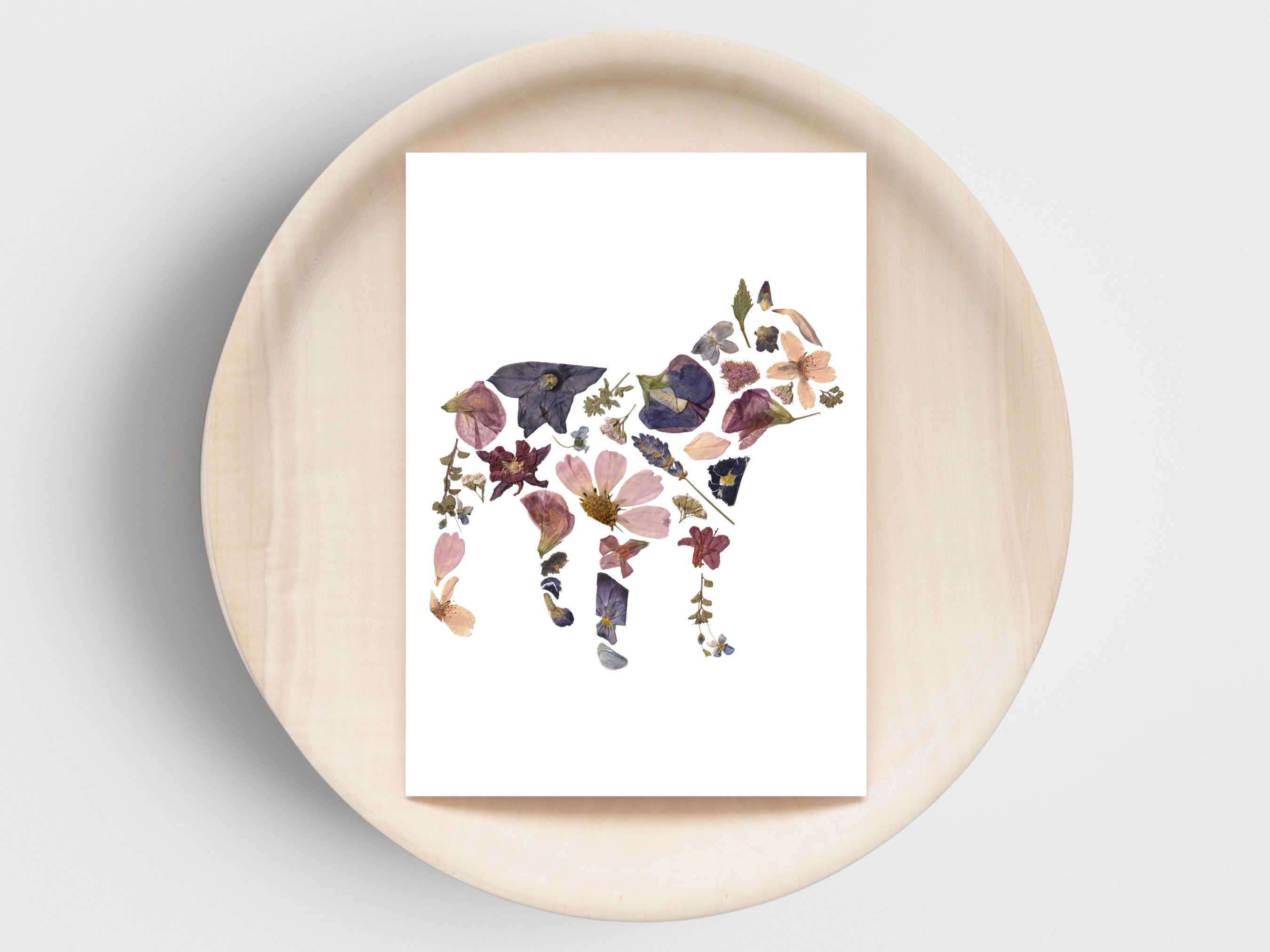 PRINTABLE French Bulldog Card Made With Pressed Flowers - Etsy
