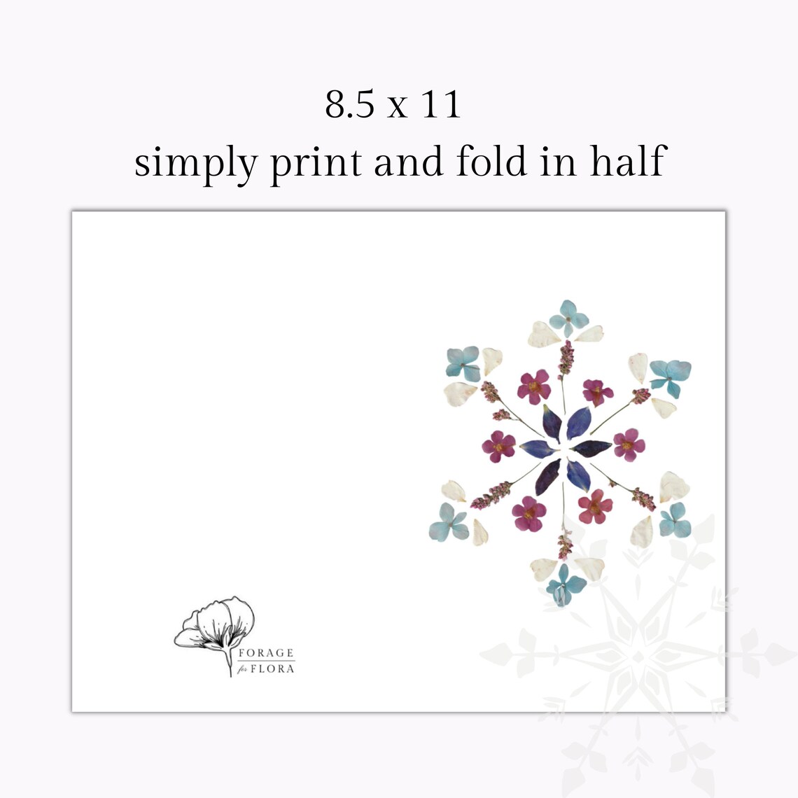 PRINTABLE Pressed Flower Snowflake Christmas Card Holiday - Etsy