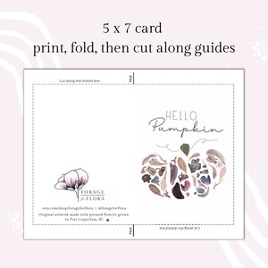 PRINTABLE Purple Pumpkin Pressed Flower Thanksgiving Card, Hello ...