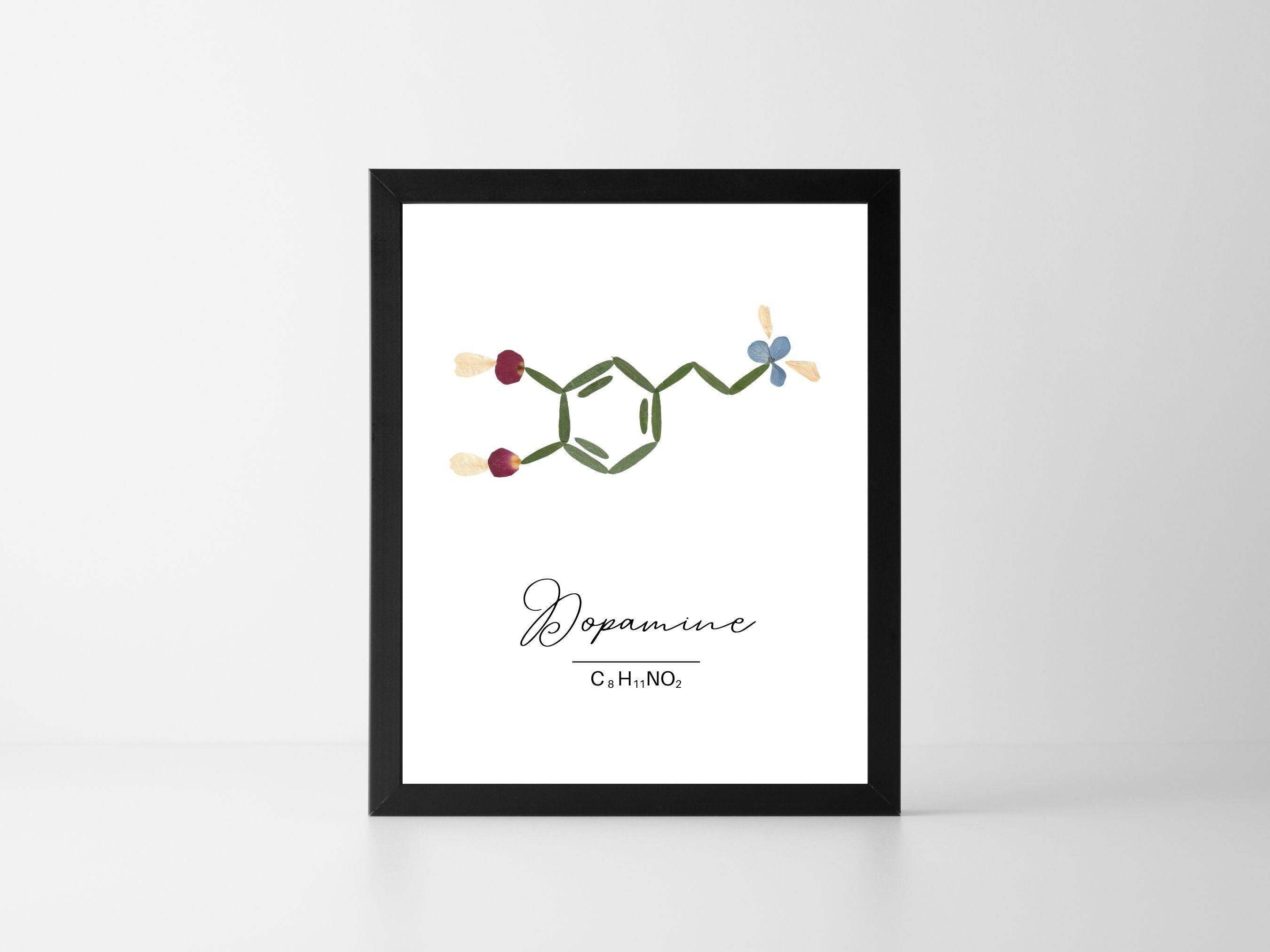 PRINTABLE Dopamine Neuroscience Art Made With Pressed Flowers, Mental ...