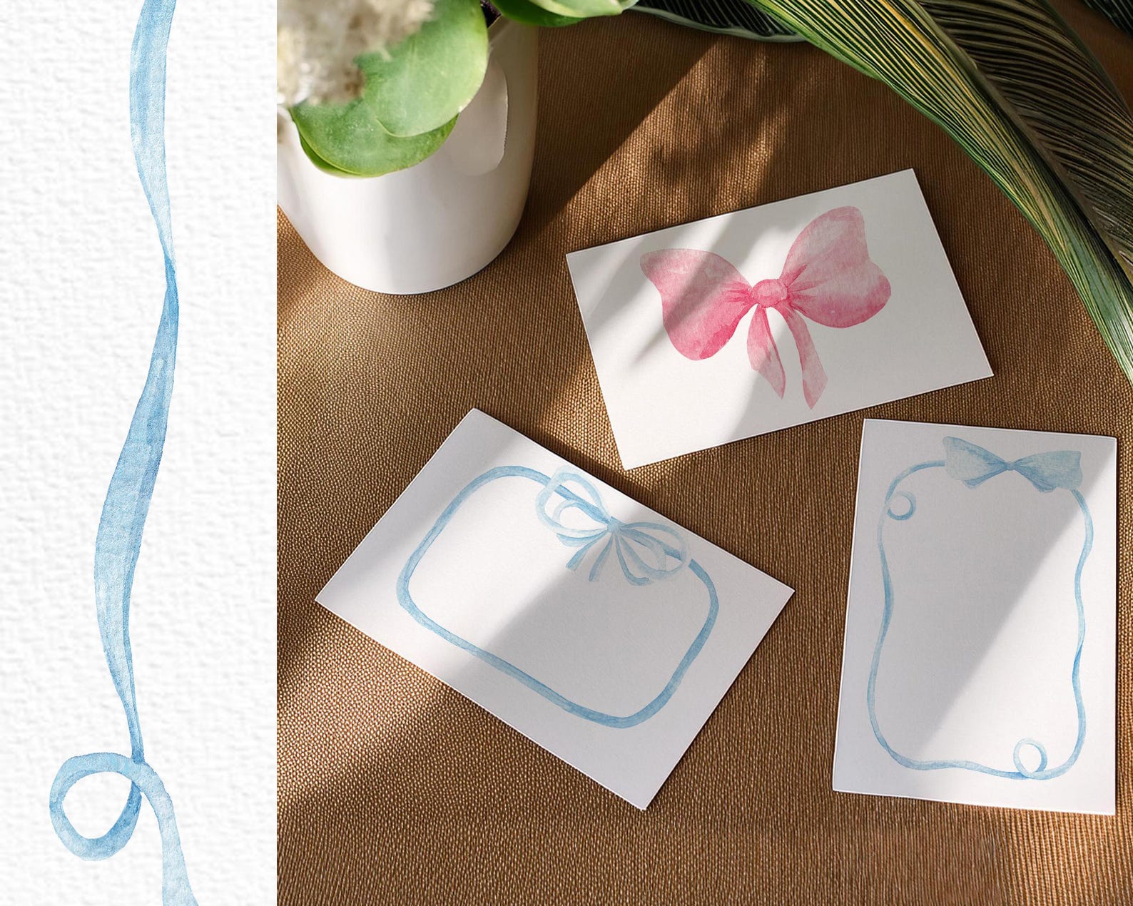 Coquette Bow Frame Clipart, Watercolor Pink Bow Frames, Vintage Ribbon ...