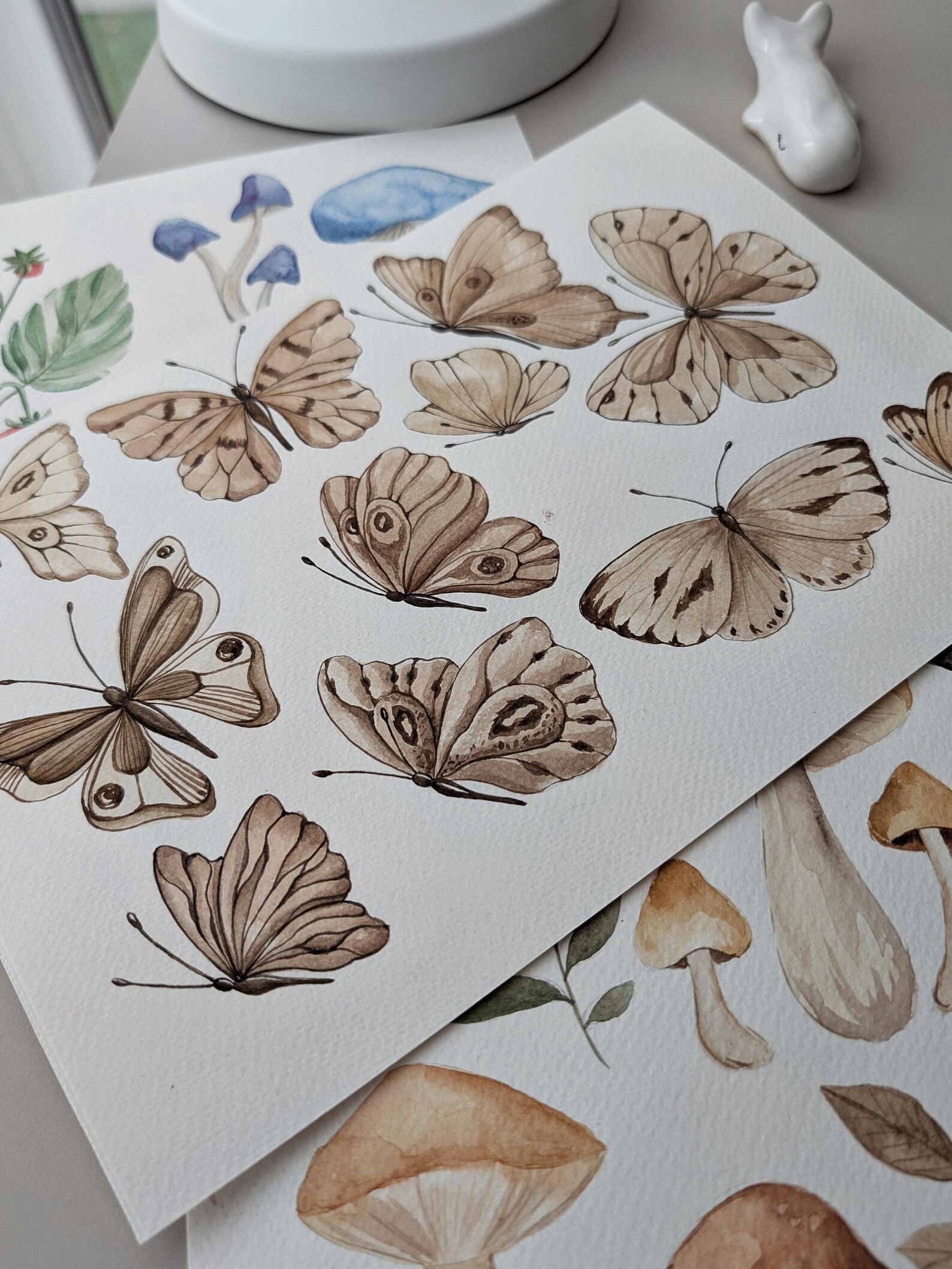 Watercolor Boho Butterfly Clipart: Cream & Beige Vintage Illustrations ...