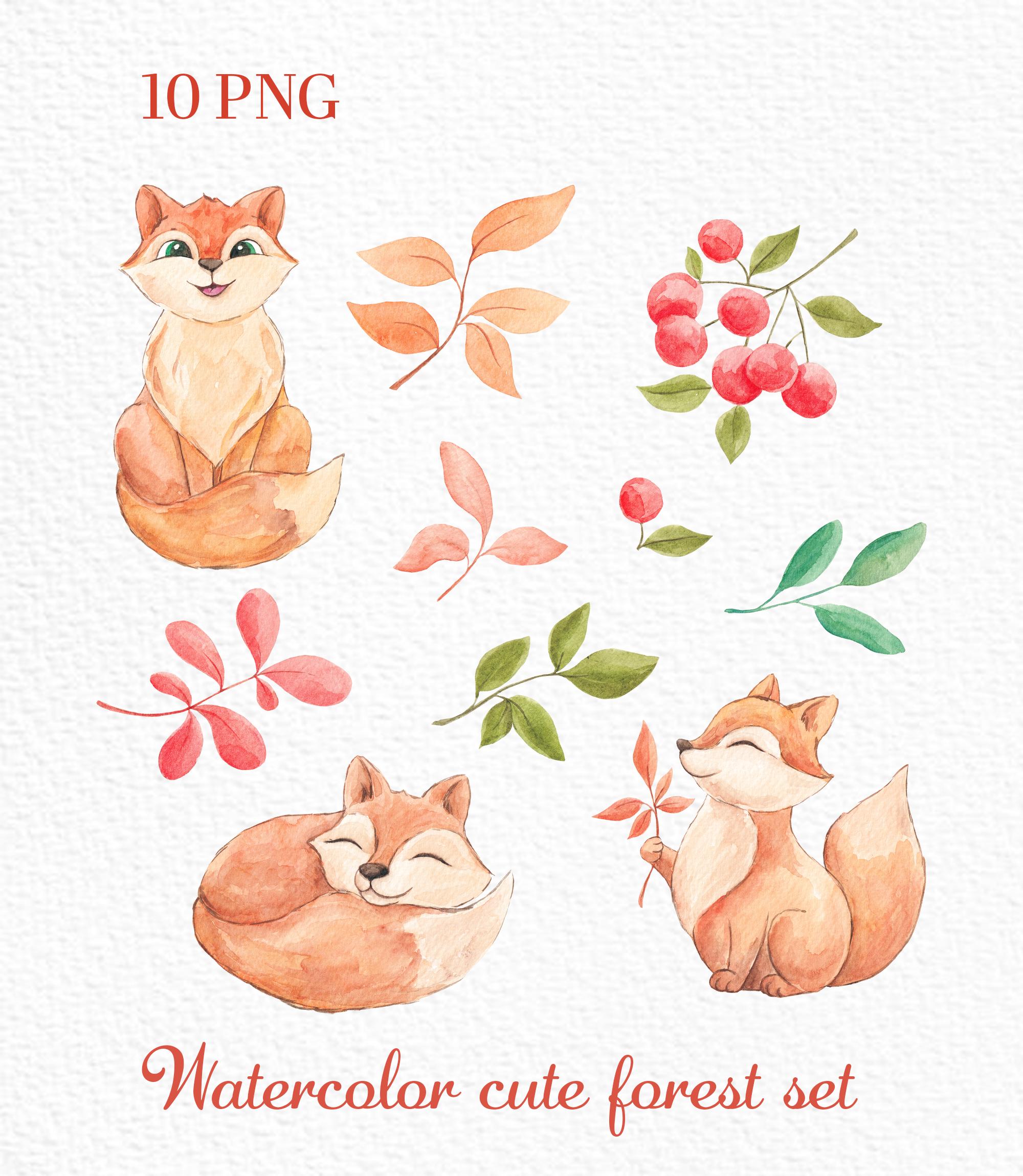 Woodland Fox Clipart, Forest Animals Clipart, Baby Fox Clipart, Clipart ...