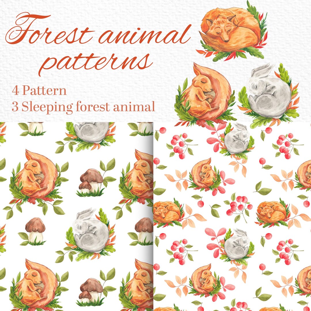 Woodland Animal Digital Paper, Scrapbook Paper, Nursery Seamless ...
