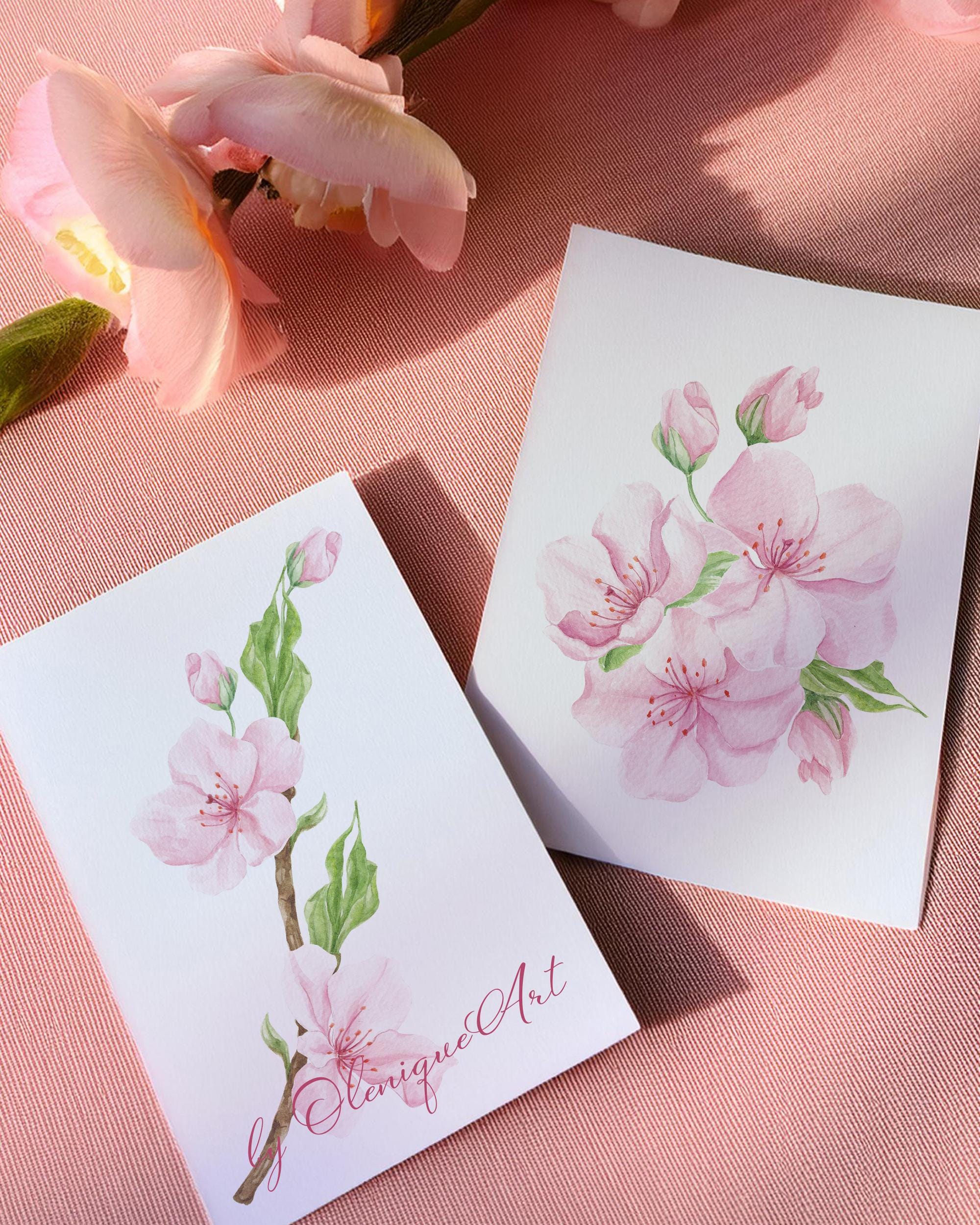 Watercolor Apple Blossom Clipart, Spring Cherry Flowers, Sakura (30 PNG ...