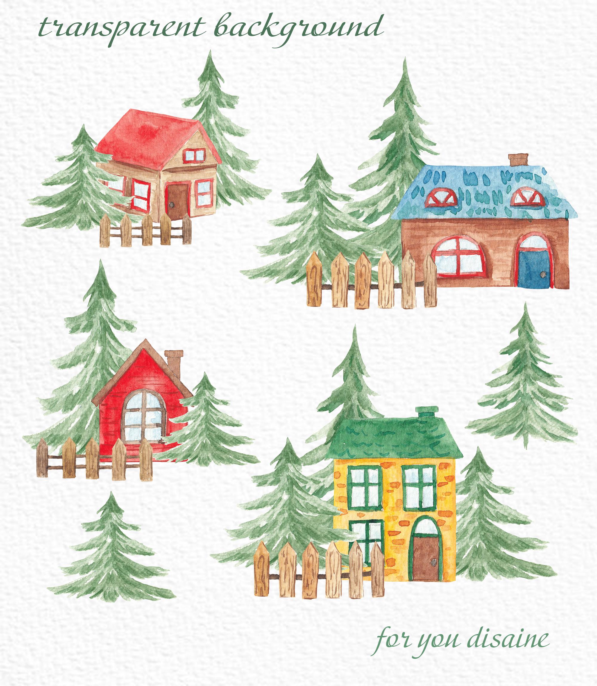 Watercolor Houses Clipart, Houses Clipart PNG, Street Clipart, Digital ...