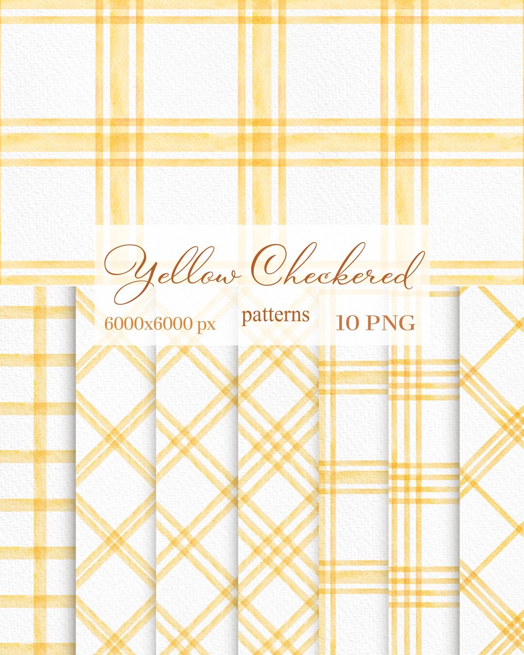 Yellow Watercolor Checkered Seamless Pattern, Digital Paper, Fabric ...