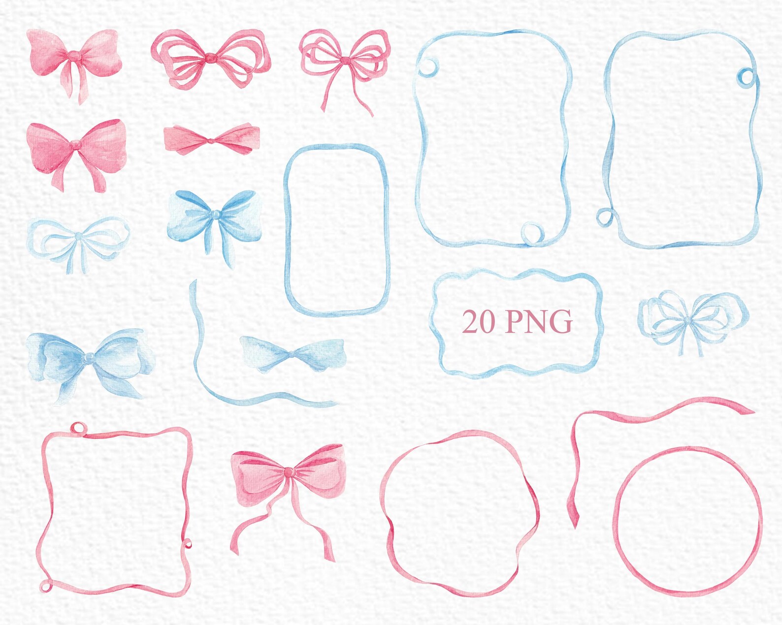 Coquette Bow Frame Clipart, Watercolor Pink Bow Frames, Vintage Ribbon ...