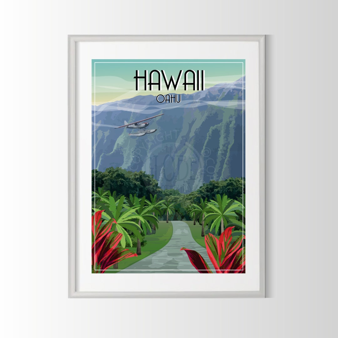 Hawaii Poster, Hawaii Poster, Hawaii Souvenir, Vintage Poster, Oahu ...
